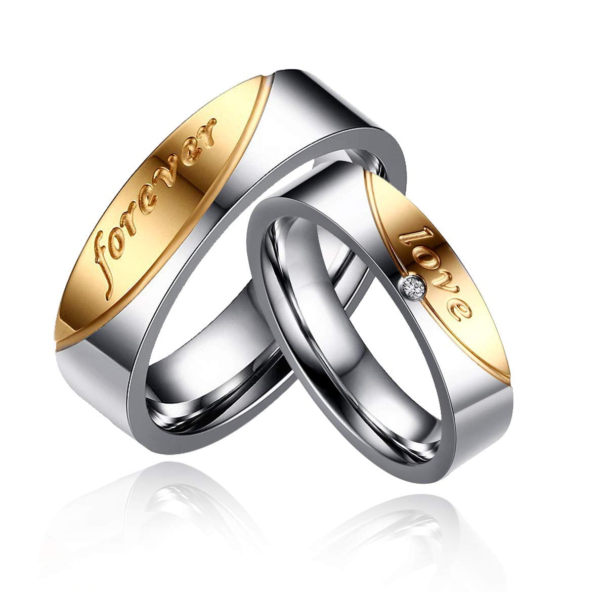 Uloveido His and Hers Forever Love Rings, Stainless Steel Wedding Bands ...