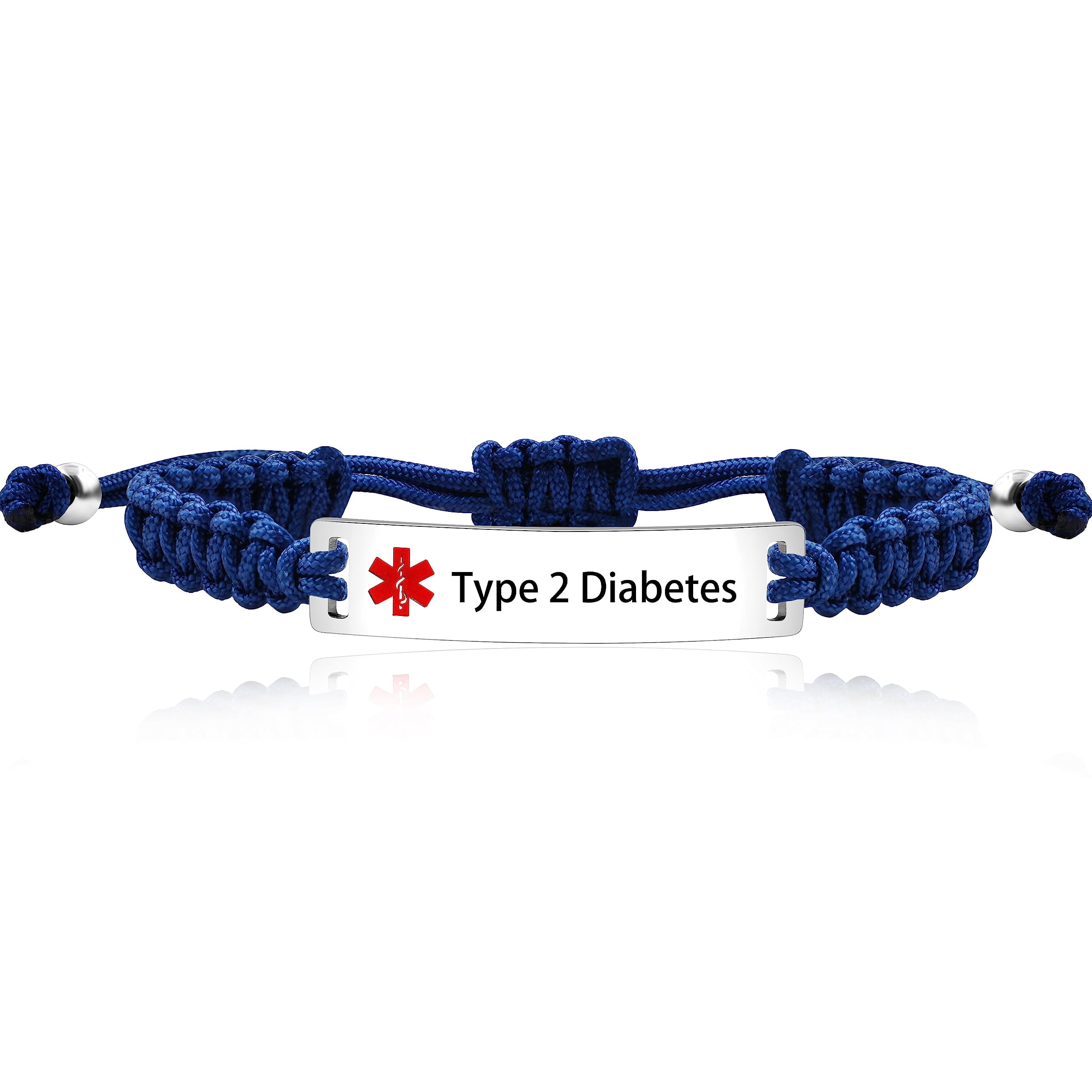 Uloveido Medical Alert ID Bracelet Laser Engraved Adjustable Wristband ...