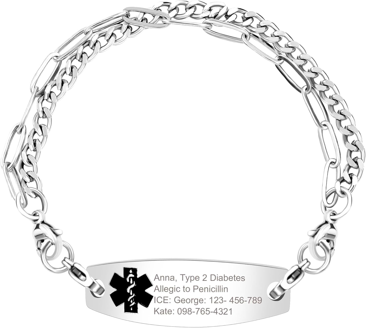 Uloveido Men's Medical Alert Bracelet - Stainless Steel Interchangeable ...