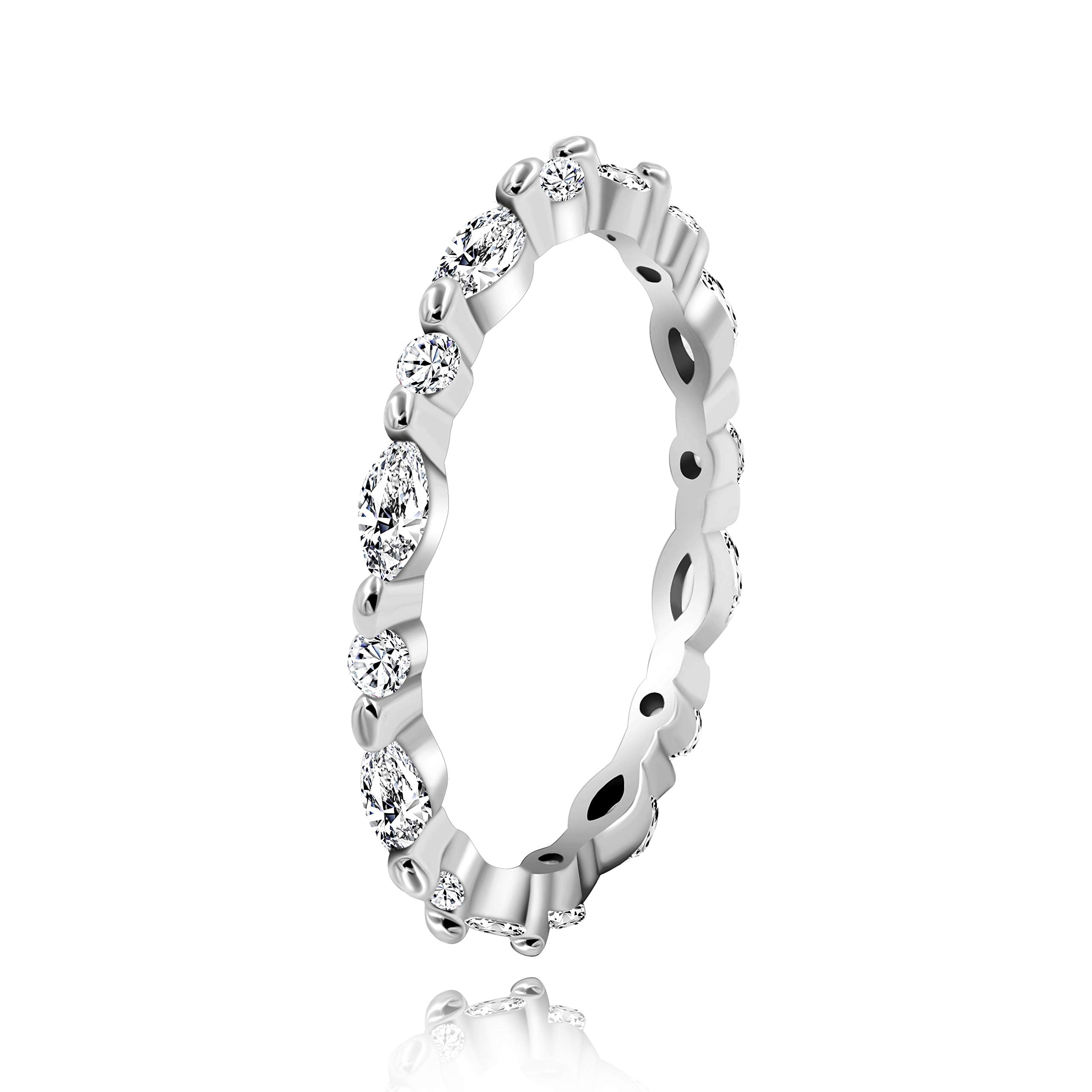 Uloveido Platinum Plated 925 Sterling Silver CZ Simulated Diamond ...