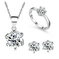 Uloveido Silver Color Created CZ Diamond Wedding Jewelry Set for Bridal ...