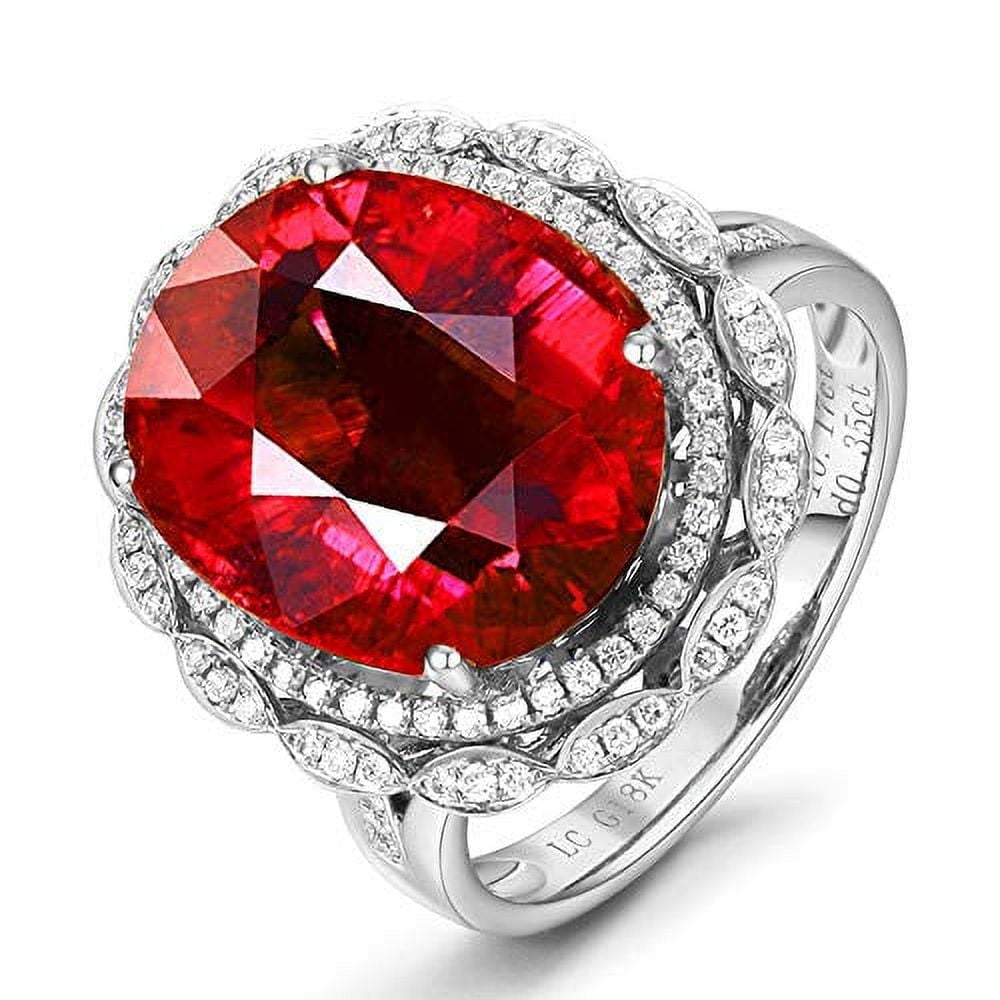 Uloveido White Gold Plated Simulated Ruby Rings Adjustable, Oval Cut ...