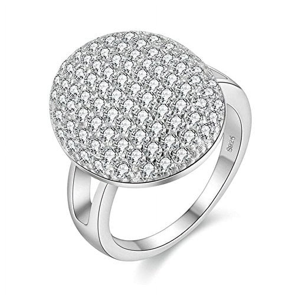 Uloveido White Synthetic Moissanite Diamond Accent Dome Ring - Cluster Cubic Zirconia Paved ...