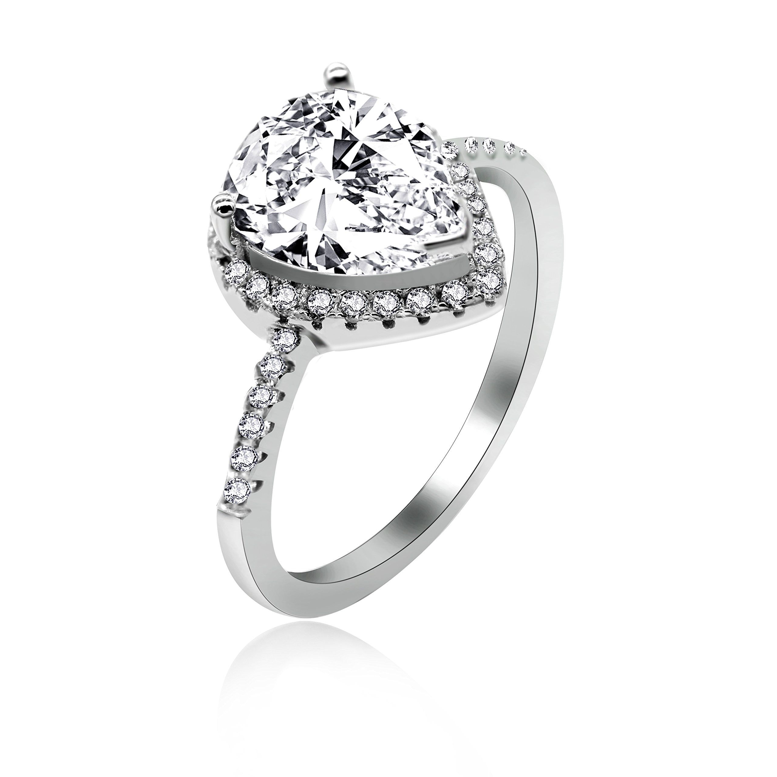 Uloveido Women's 925 Sterling Silver Pear Cut CZ Crystal Teardrop ...