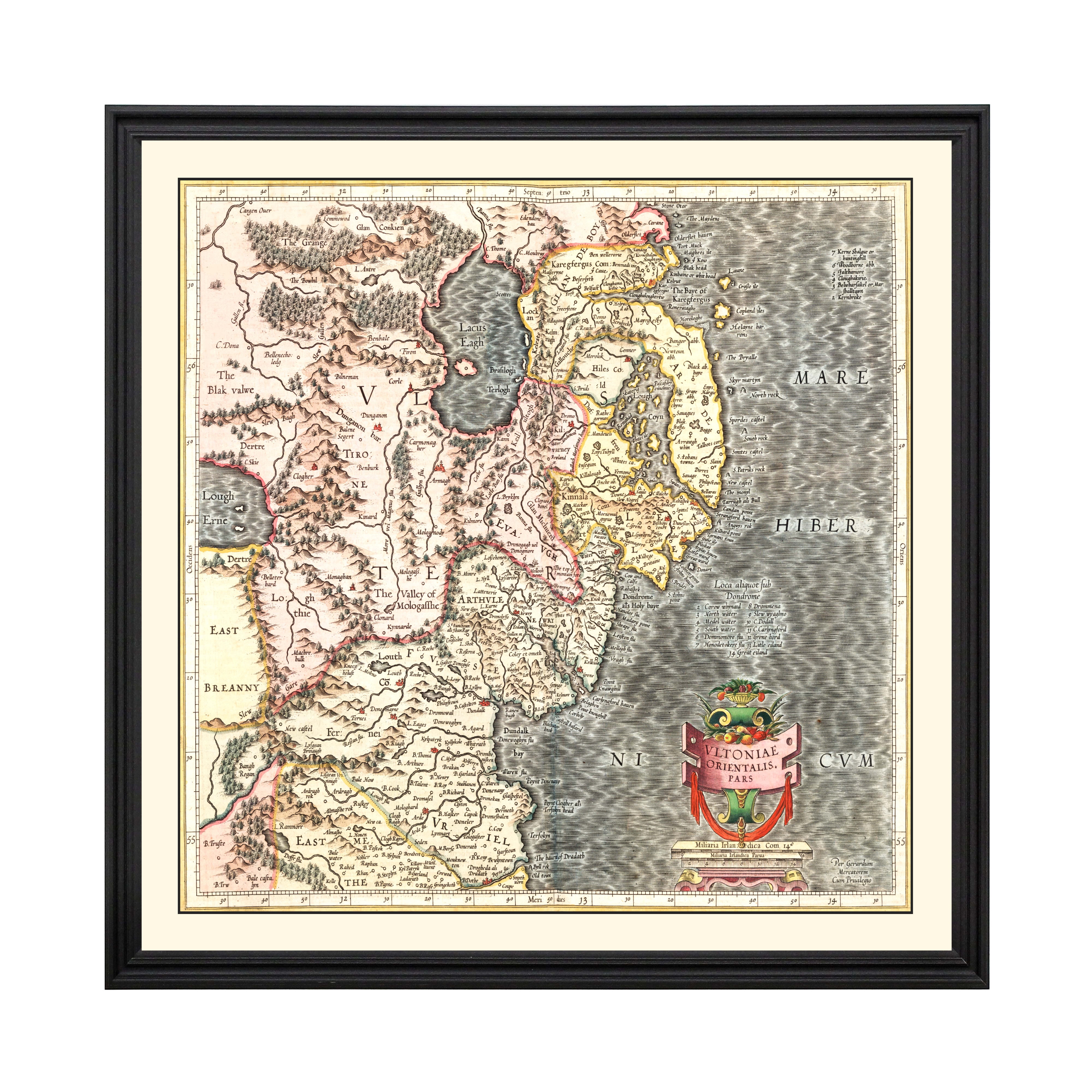 Ulster Ireland Art, 1623 Vintage Map of Ulster Ireland History Wall ...