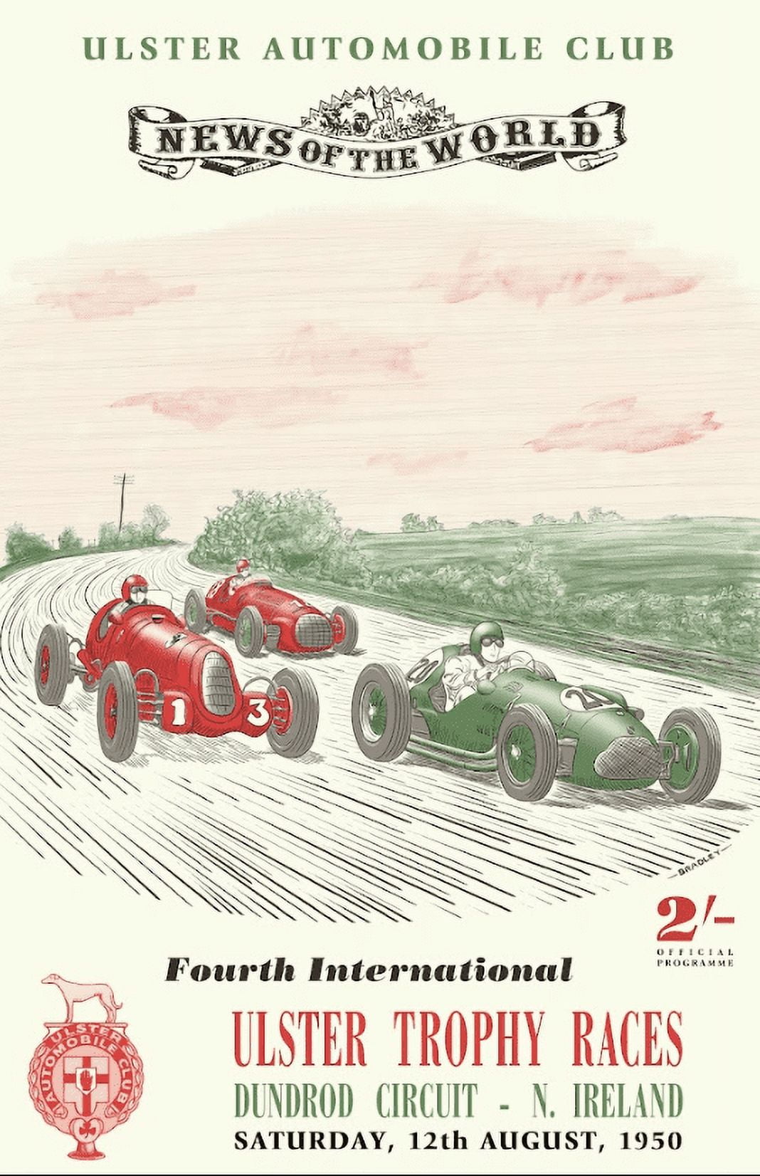 Ulster Trophy Races 1950 Car Racing Poster - Historic Motorsport Event ...