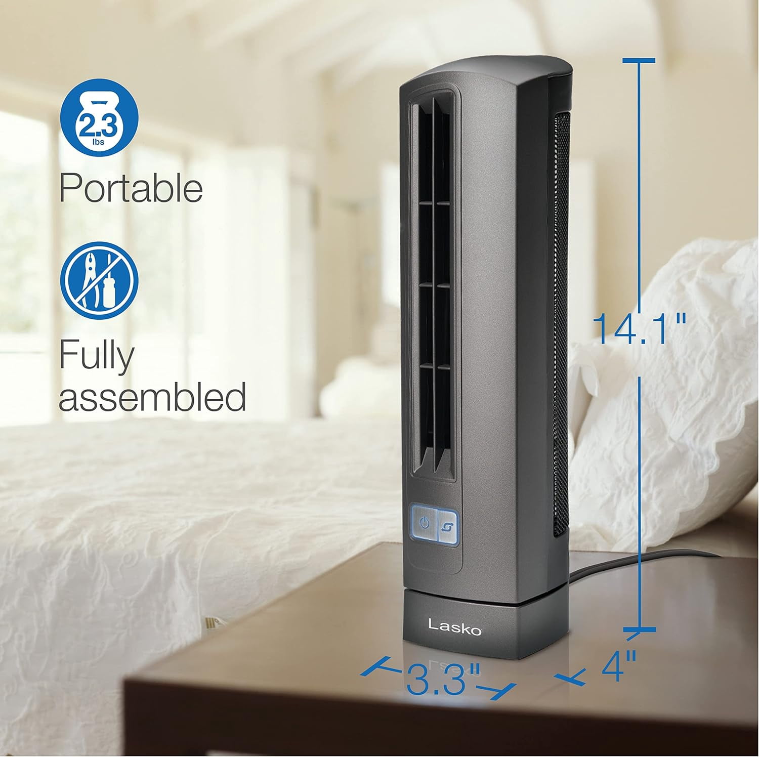 Ulta-Slim Oscillating Desktop Fan, 2 Speeds, for Bedroom, Living Room ...