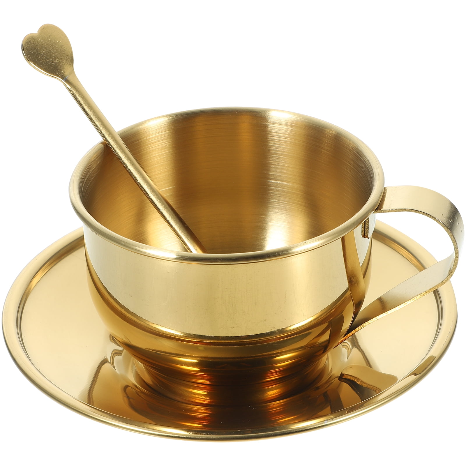 1 Set Exquisite Stainless Steel Tea Cup with Saucer and Spoon for ...
