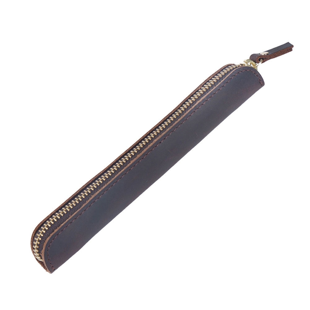 Ulthilift Genuine Leather Zipper Pen Pouch Holder Pencil Bag Pen Case ...