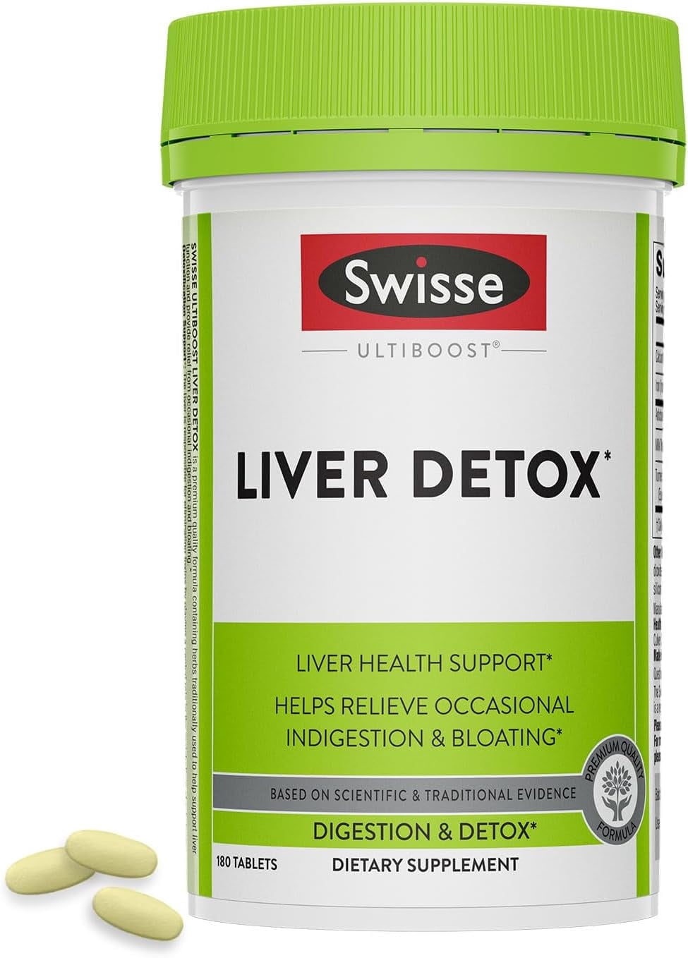 Swisse Liver Detox Supplement, Helps Relieve Indigestion Bloating, 180 ...