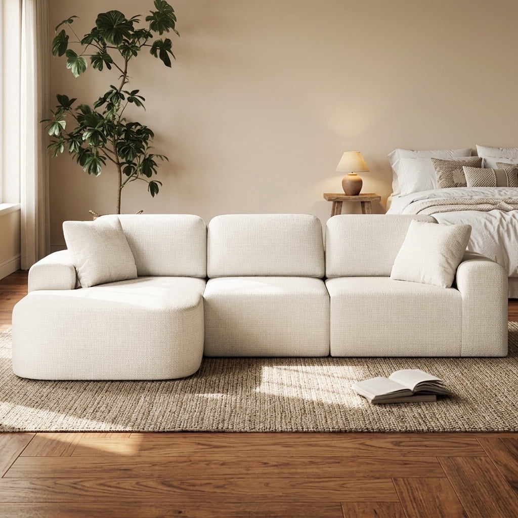 Ultifit 107'' Modular Sectional Sofa, Modern Woven Upholstery ...