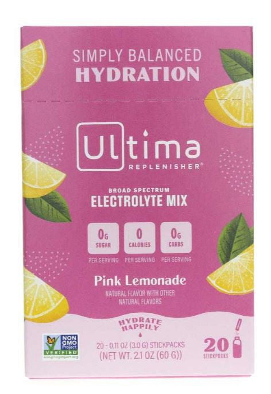 Ultima Replenisher Pink Lemonade Electrolyte Mix, 20 Packets - 0.11 Oz ...