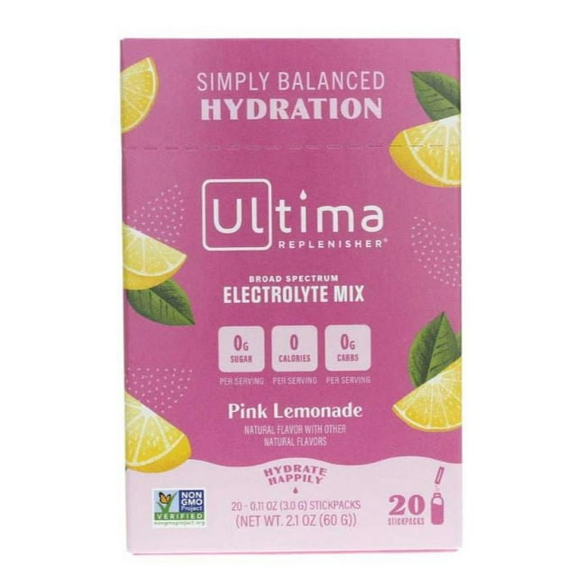 Ultima Replenisher Pink Lemonade Electrolyte Mix, 20 Packets - 0.11 Oz ...