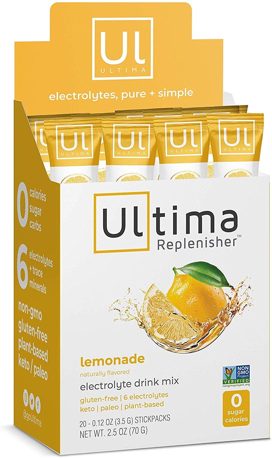 Ultima Replenisher Lemon Electrolyte Mix, 20 Count - Sugar-Free, 0 Cal ...