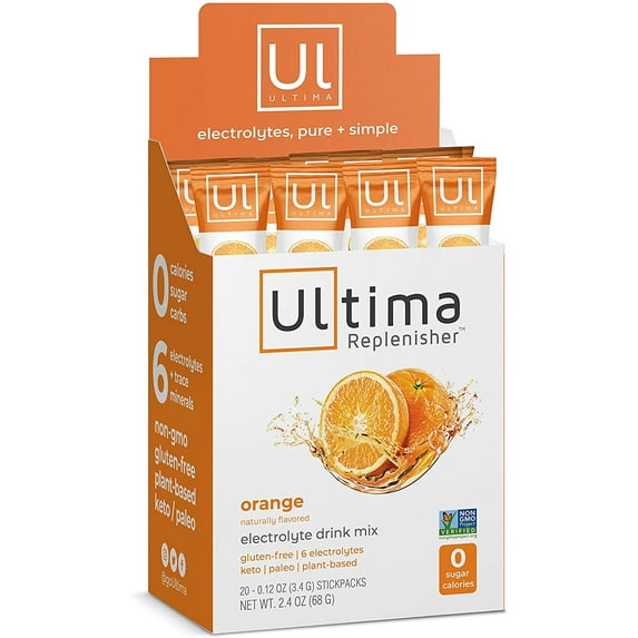Ultima Replenisher Electrolyte Hydration Powder, Orange Flavor, Sugar ...