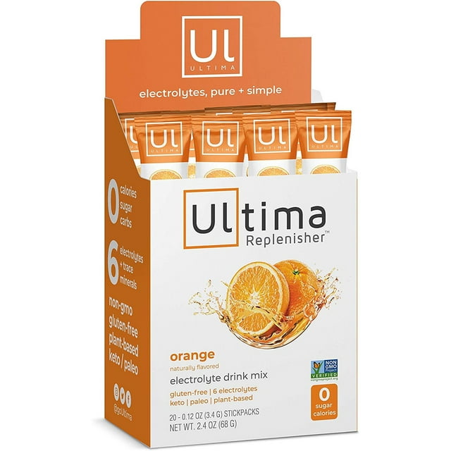 Ultima Replenisher Electrolyte Hydration Powder, Orange, 20 Count ...