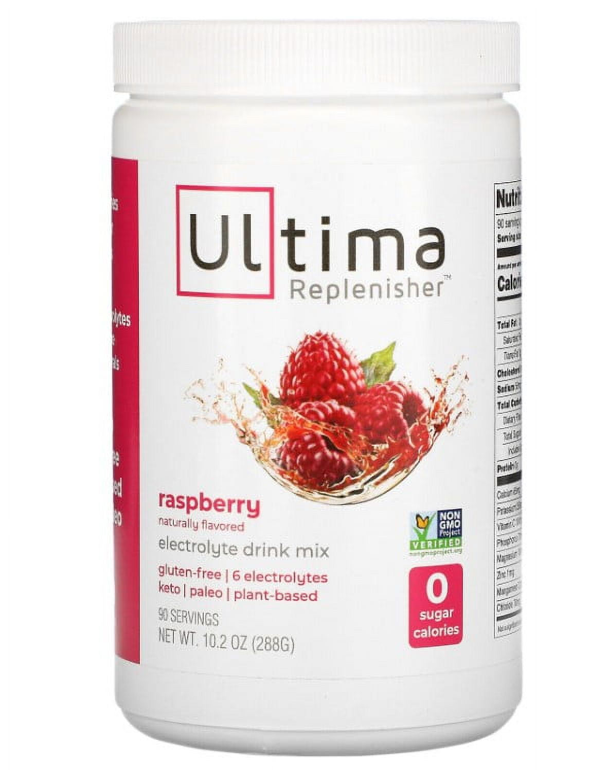 Ultima Replenisher Raspberry Electrolyte Vegan Supplement - 10.2oz ...