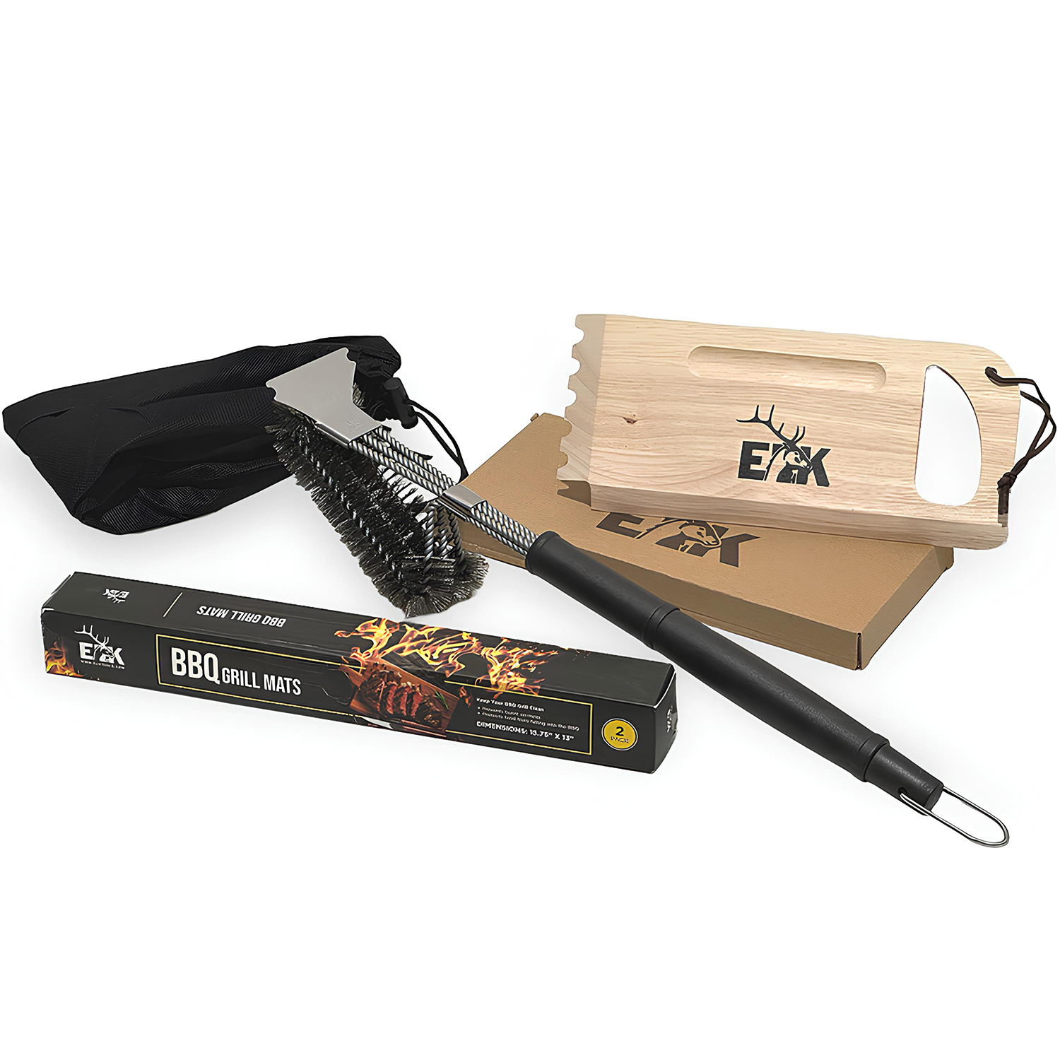Ultimate BBQ Grill Gift Set: Grill Brush, Wooden Scraper, and Grill ...