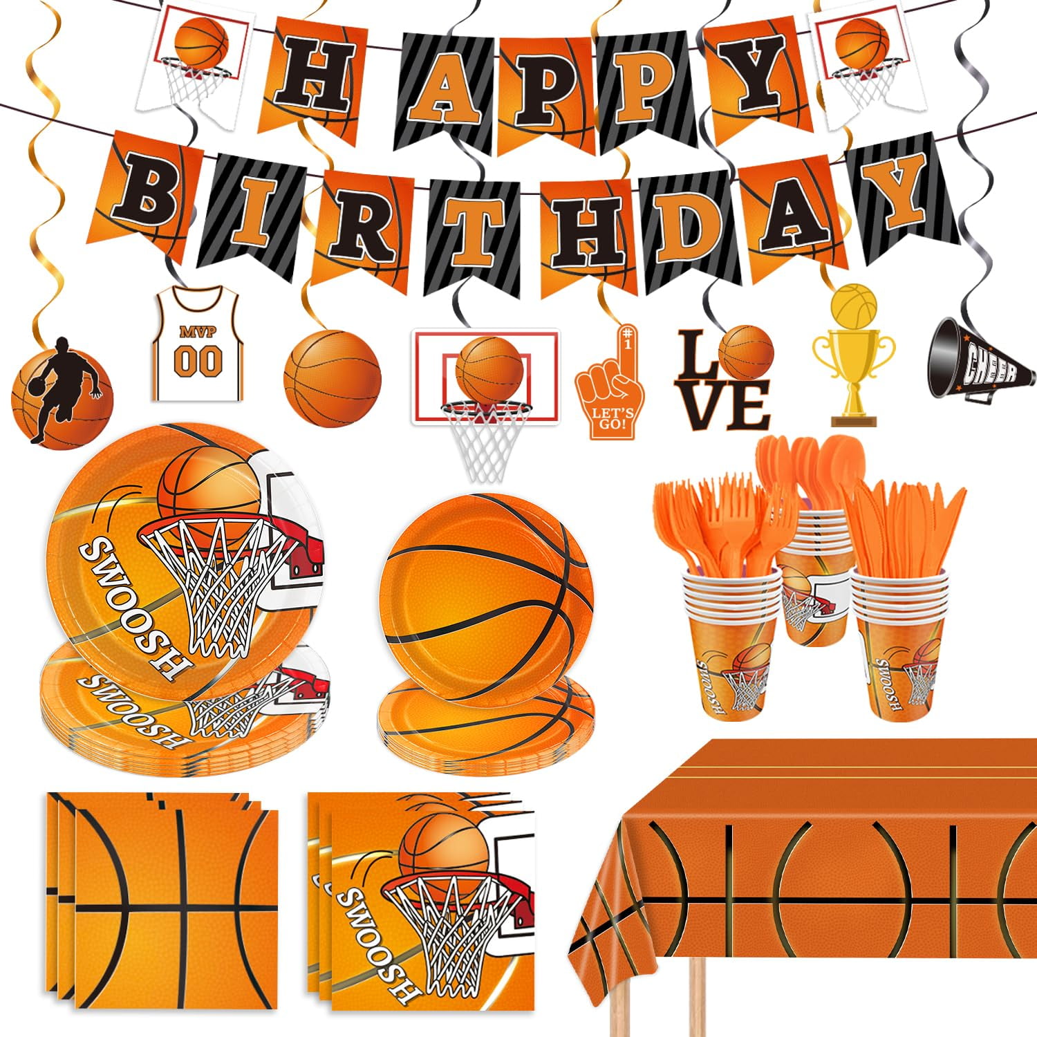 Ultimate Basketball Birthday Party Decorations Set - 178 Pcs - Happy ...