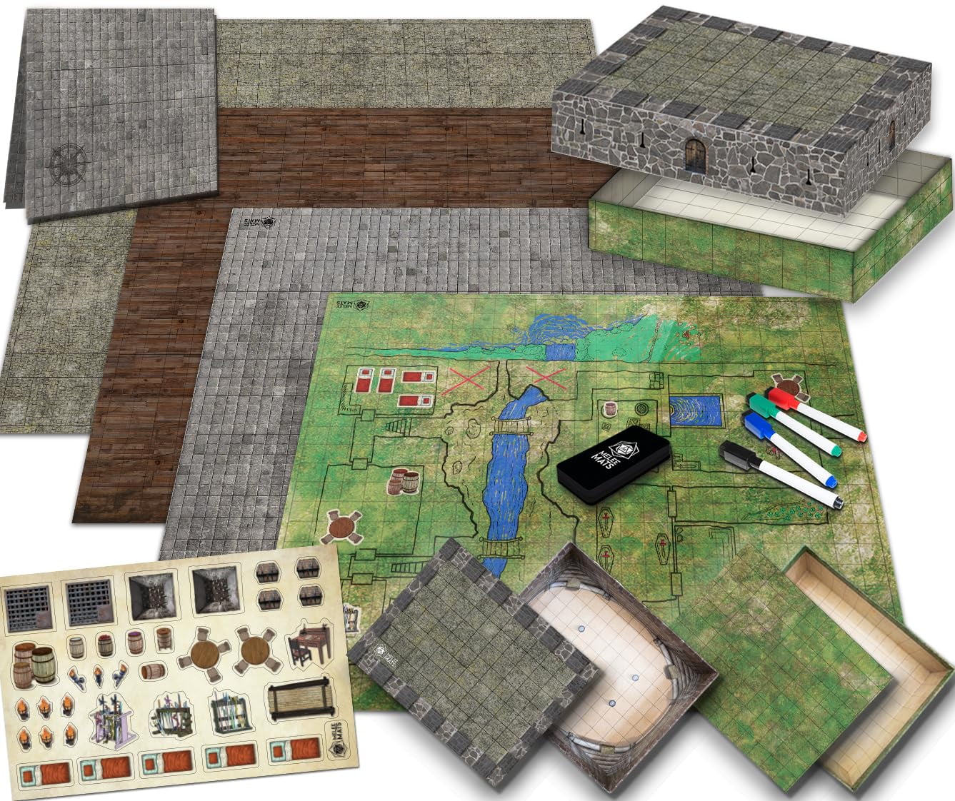 Ultimate Battle Grid Game Board - Dry Erase Square & Hex RPG Miniatures ...