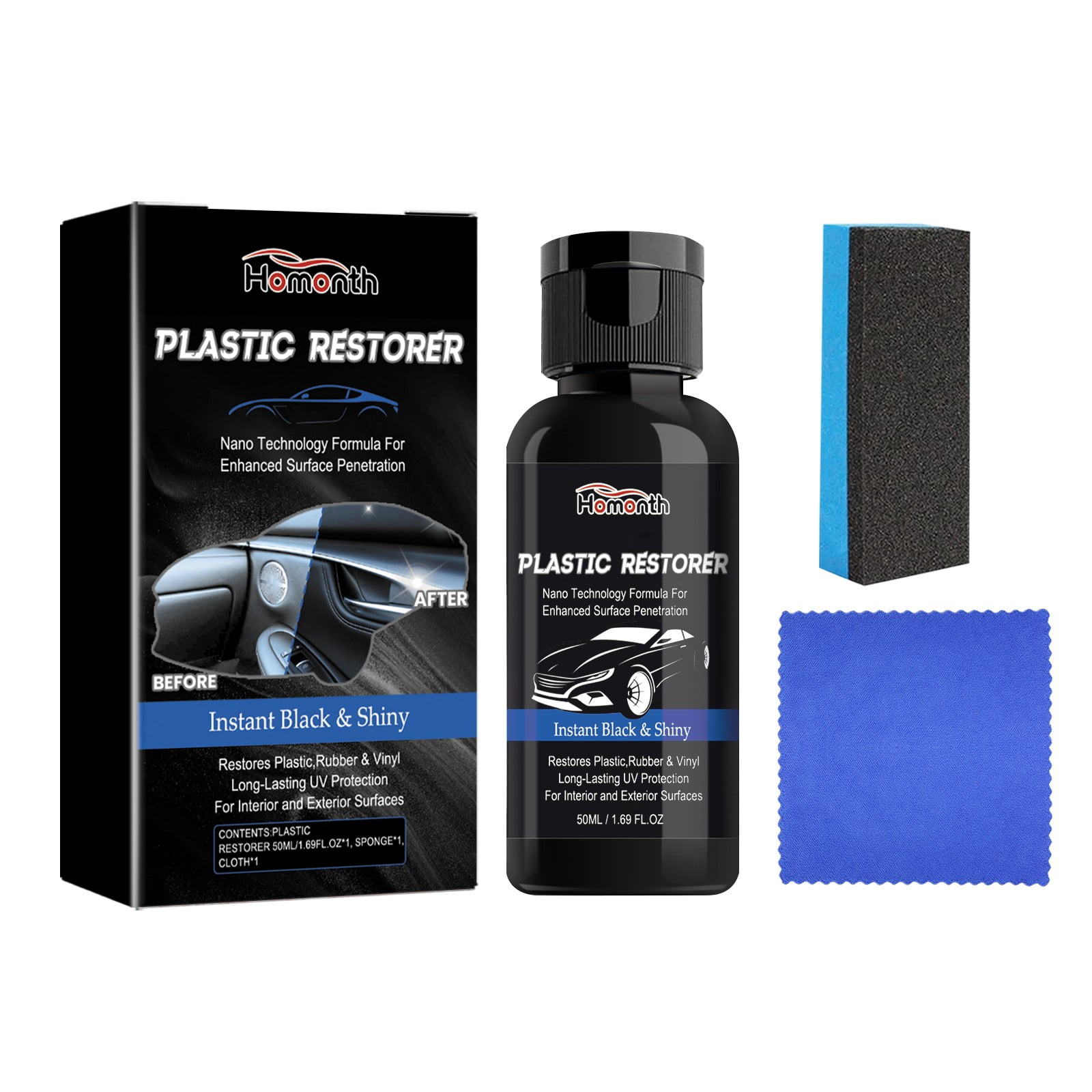 Ultimate Black Plastic Restorer - Enhance Faded Trim with Long-Lasting UV Protection - Pack of 1 ...