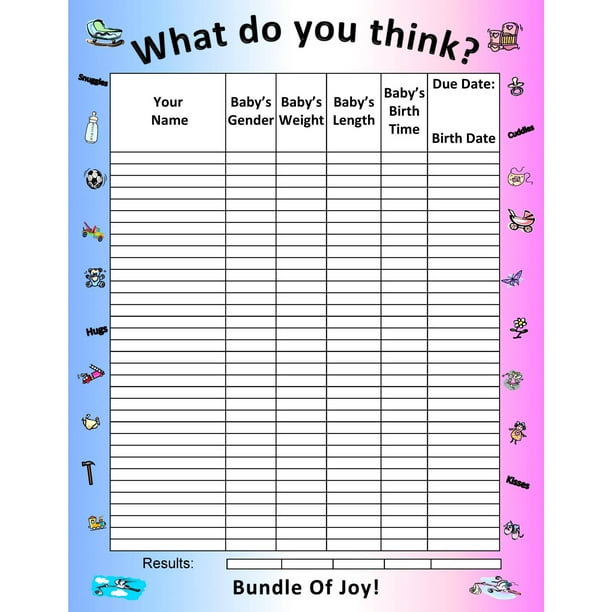 Ultimate Boy or Girl Baby Sower/Sprinkle Baby Guessing Game and ...