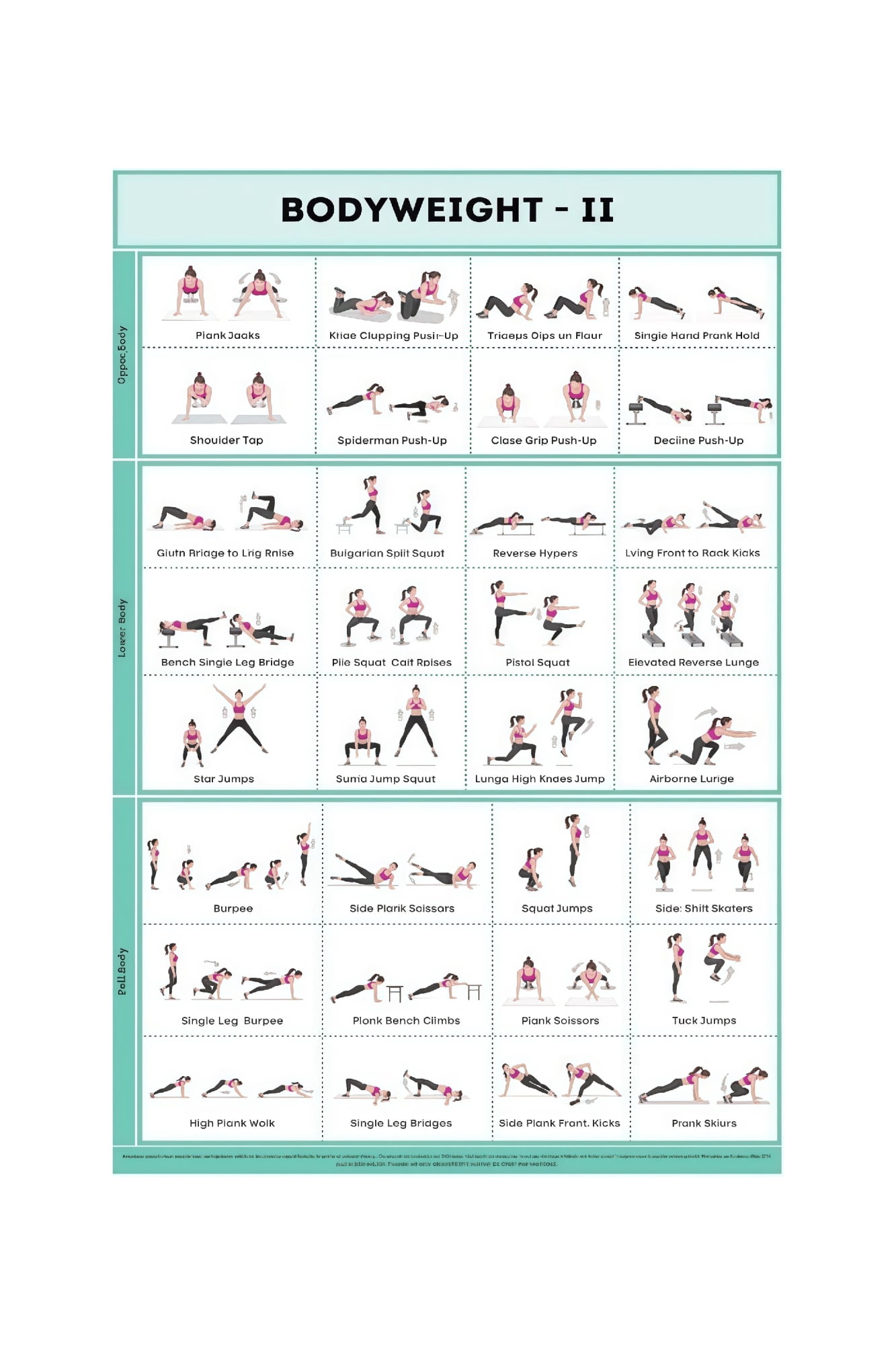Bodyweight Training Poster Calisthenics Workout Chart with Progressions ...