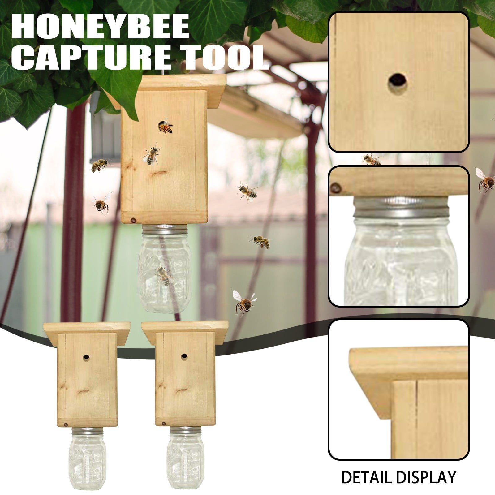 Ultimate Carpenter Bee Trap for Outside with Large, Clear External Bee ...