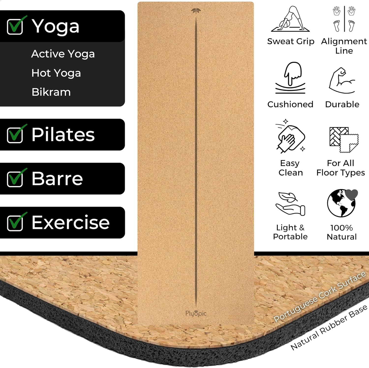 Ultimate Cork Yoga Mat – Non-Slip Ultra-Premium Cork | Thicker, Longer ...