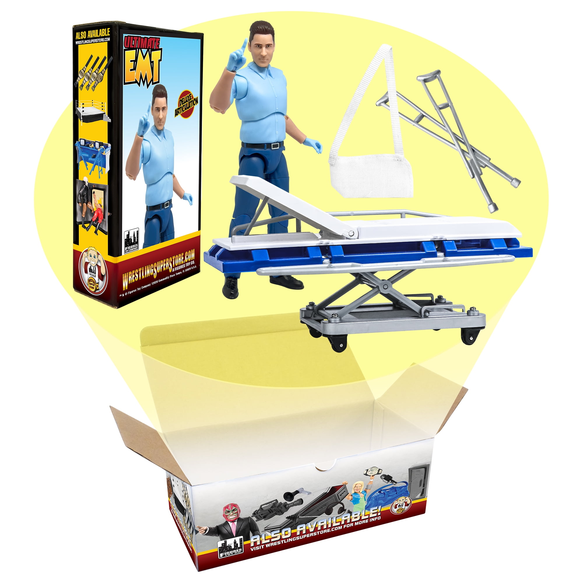 Ultimate EMT Figure & Stretcher Accessory Set for WWE & AEW Wrestling ...