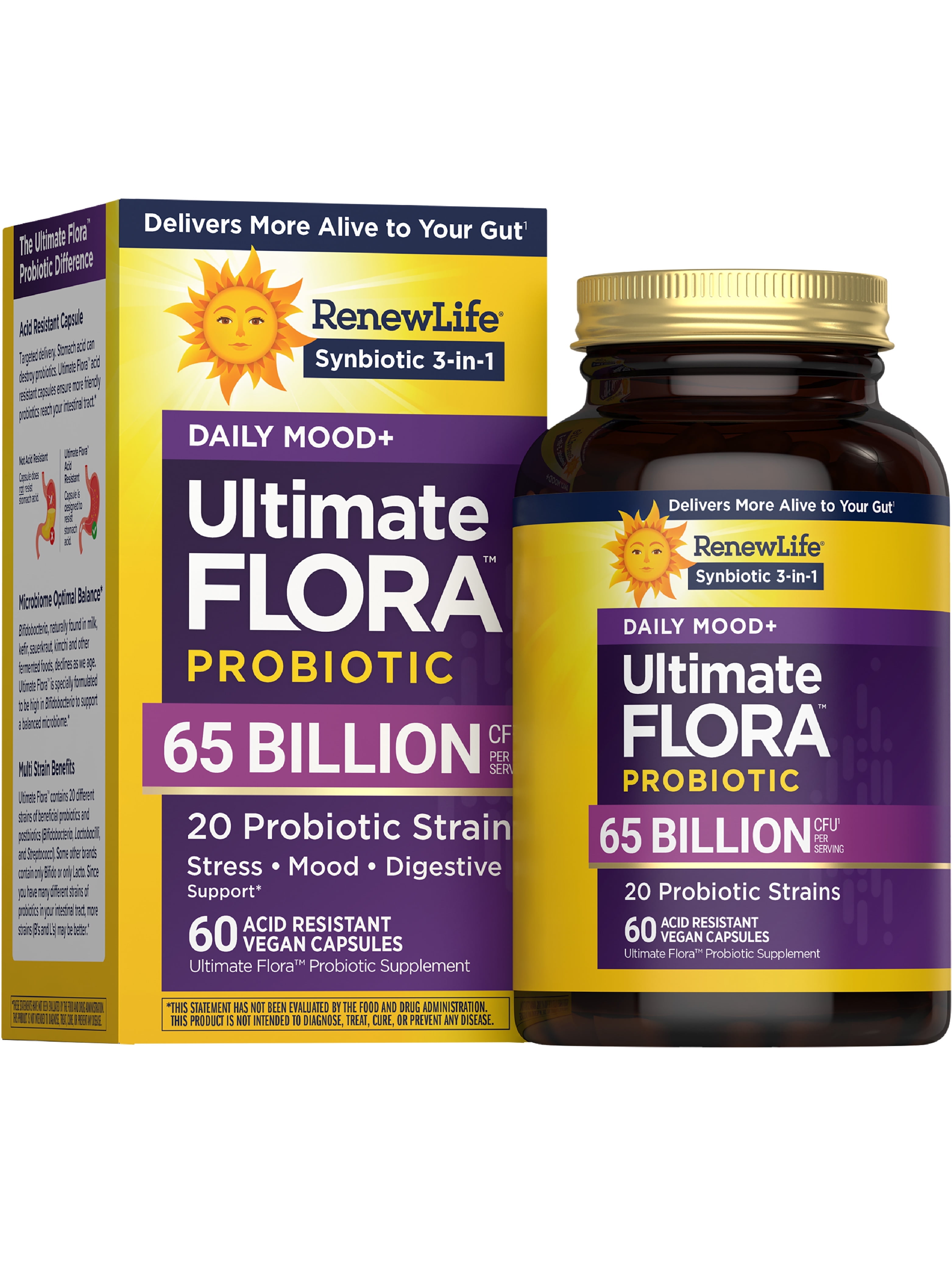 Ultimate Flora Probiotics Daily Mood Support | 65 Billion CFU | 60 ...
