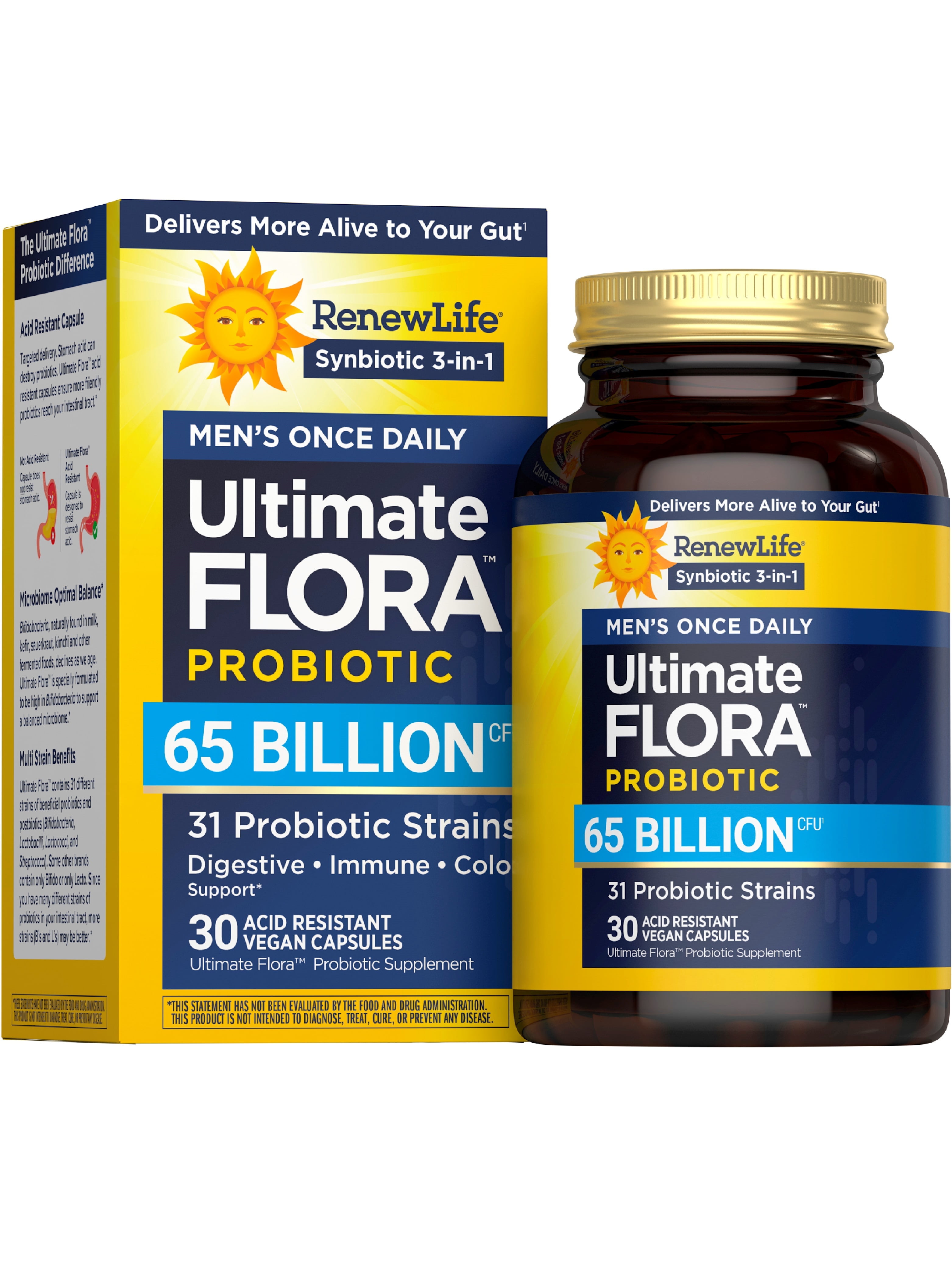 Ultimate Flora Probiotics for Men | 65 Billion CFU | 30 Delayed Release ...