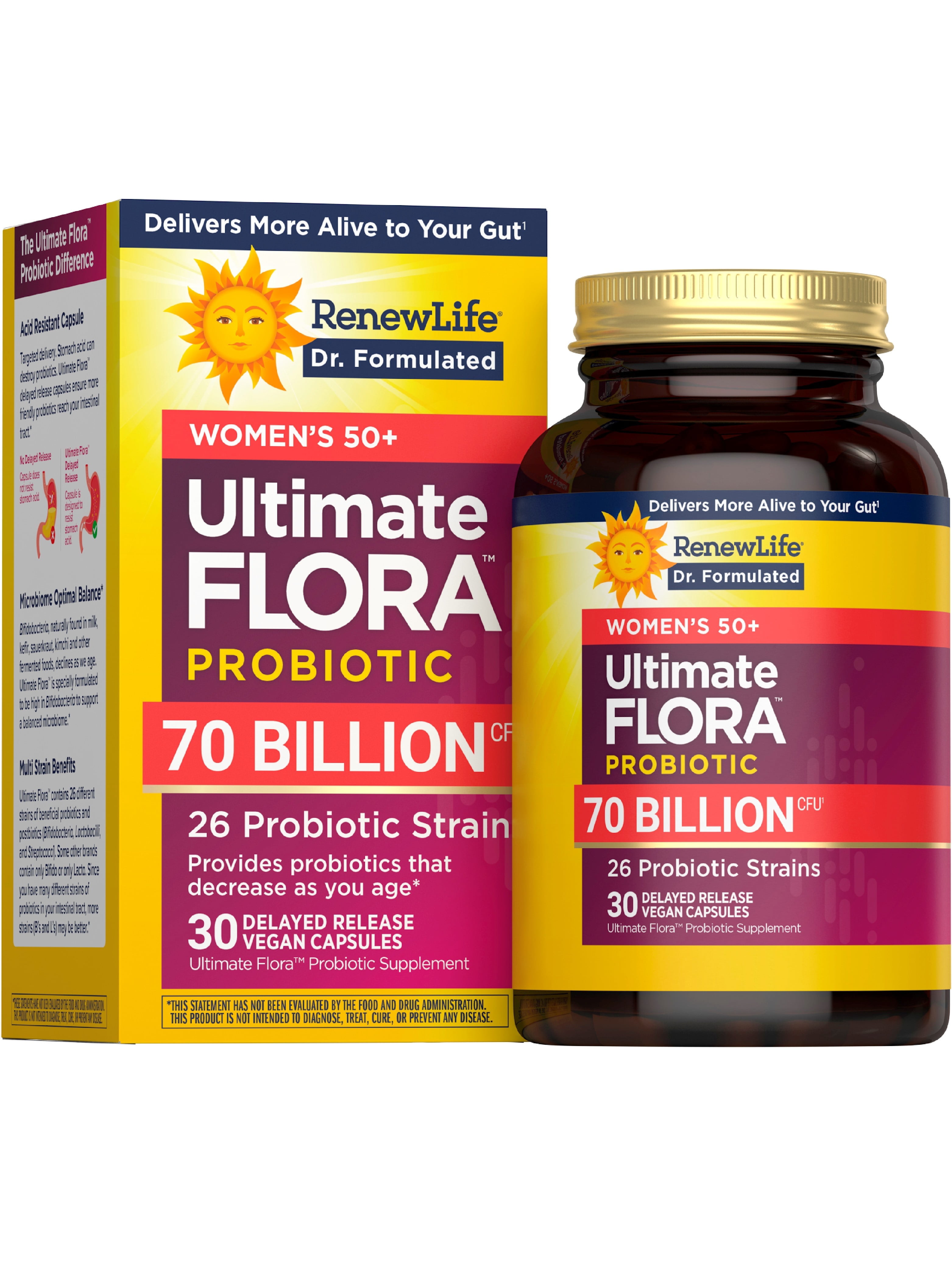 Ultimate Flora Probiotics for Women 50+ | 70 Billion CFU | 30 Delayed ...