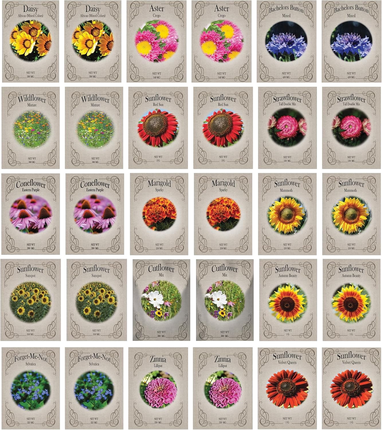 Ultimate Flower Garden Seed Variety Pack – 30 Seed Packets | Sunflower ...