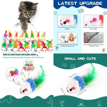 Playology Cat Toy Set | 5-Pack Feather Fish | Interactive Feather Toys ...