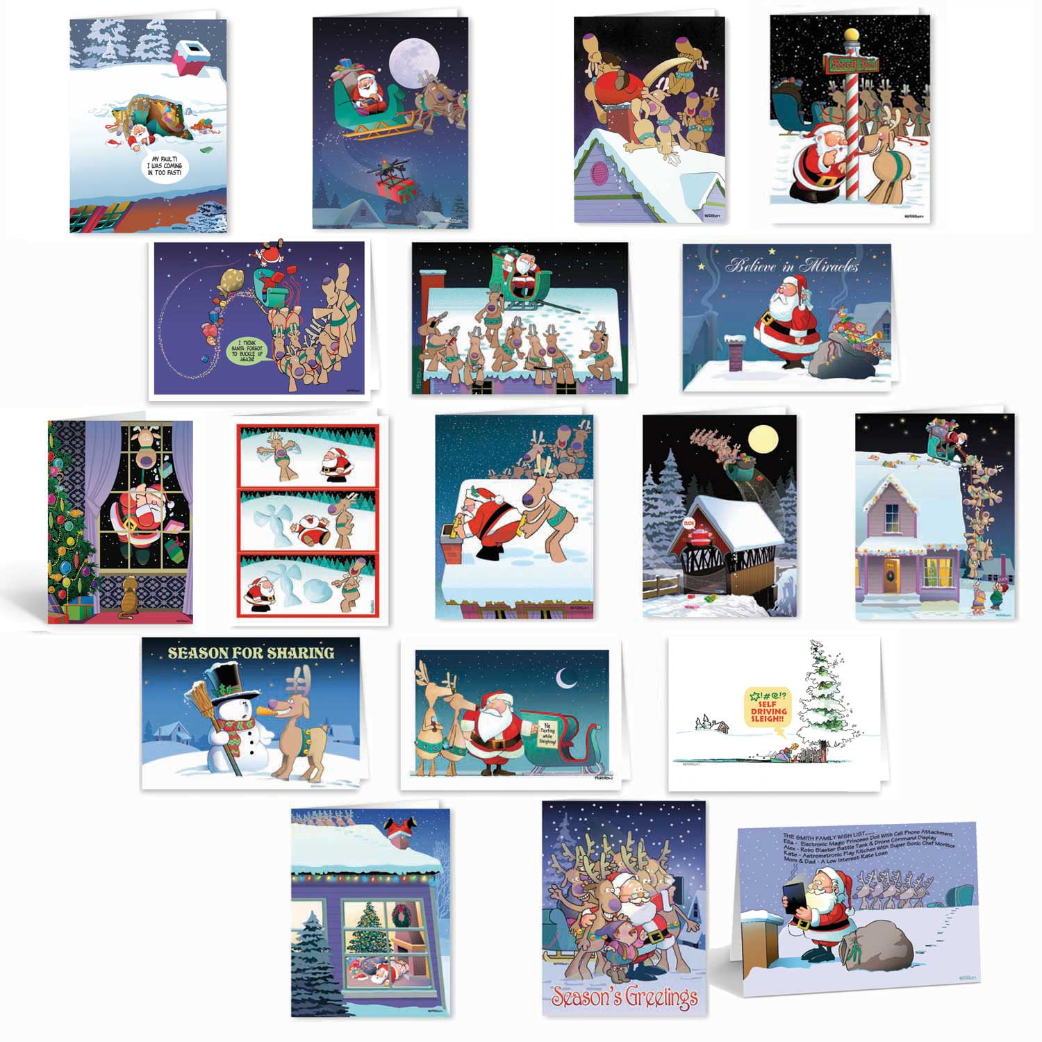 Ultimate Funny Christmas Card Variety Pack - 36 Funny Cards & Envelopes ...
