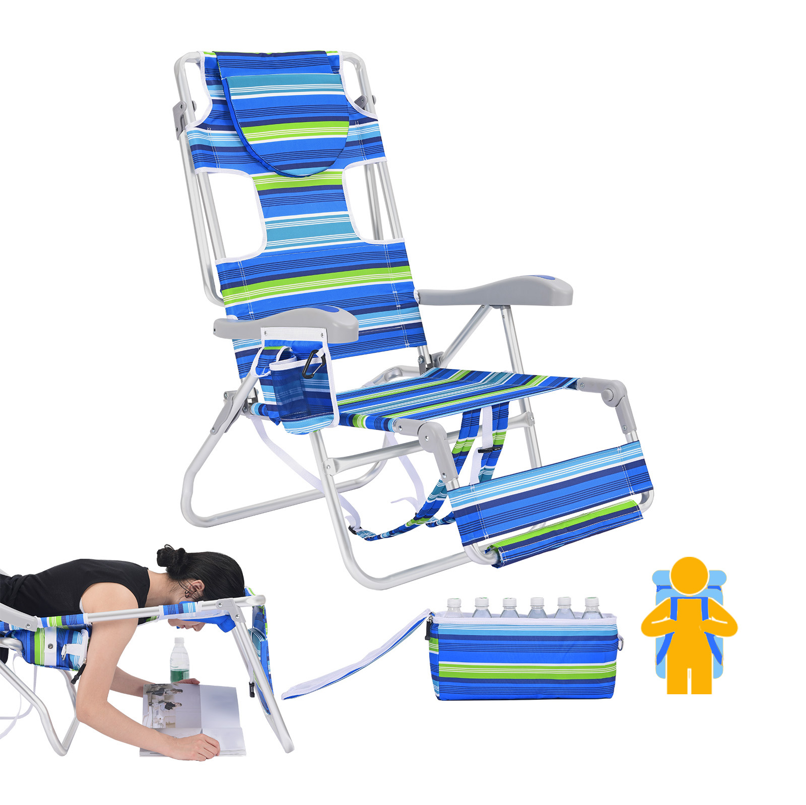 Ultimate Heavy Duty Folding Backpack Beach Chair for Adults with Face ...