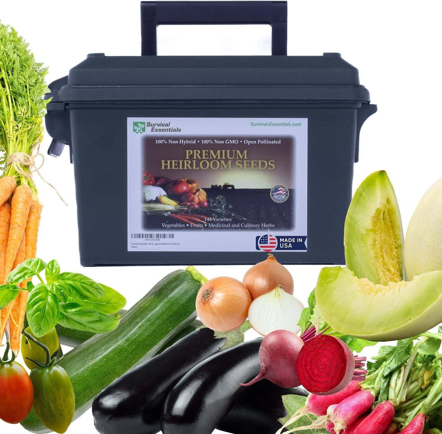 Ultimate Heirloom Seed TWE5 Vault - 144 Variety Non-GMO Heirloom in Air & Water-Tight Ammo Can ...