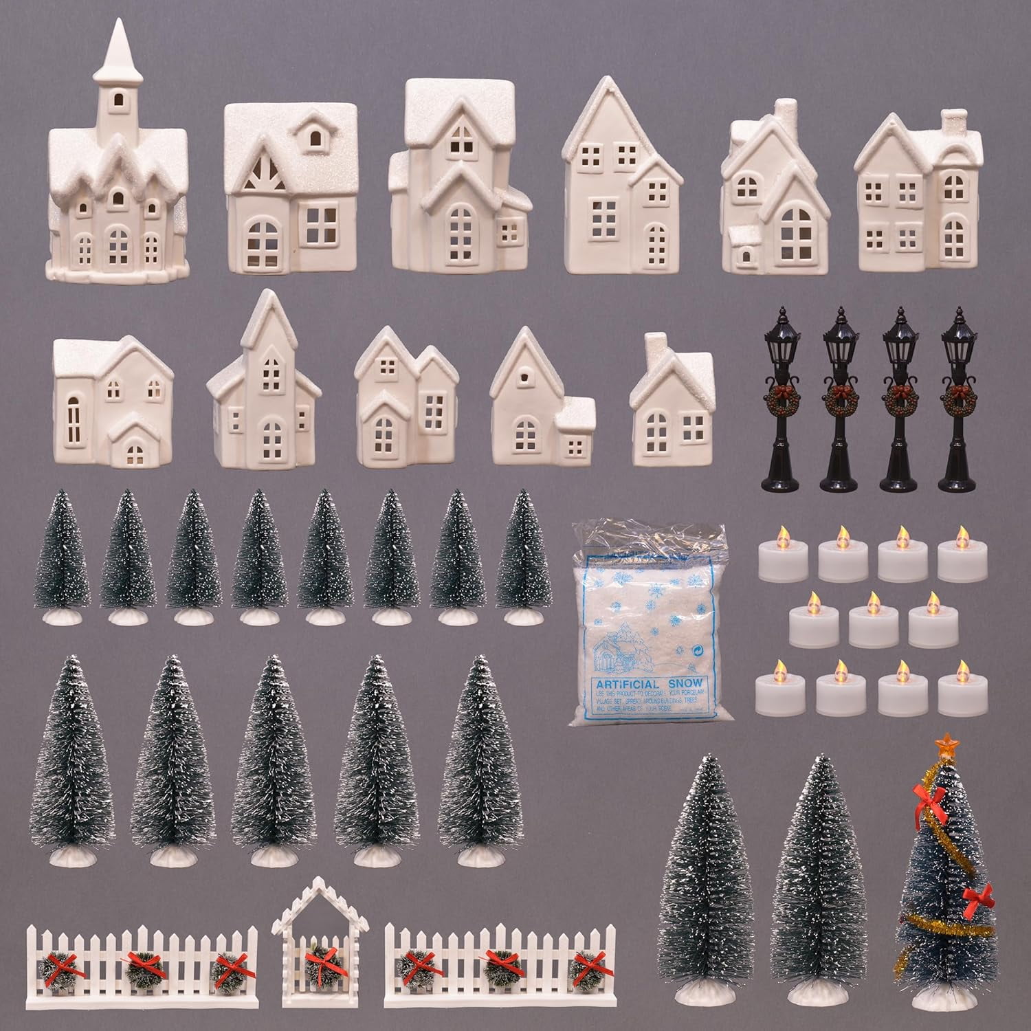 Ultimate Holiday Winter Village Pre Lit LED Display, Unglazed White ...