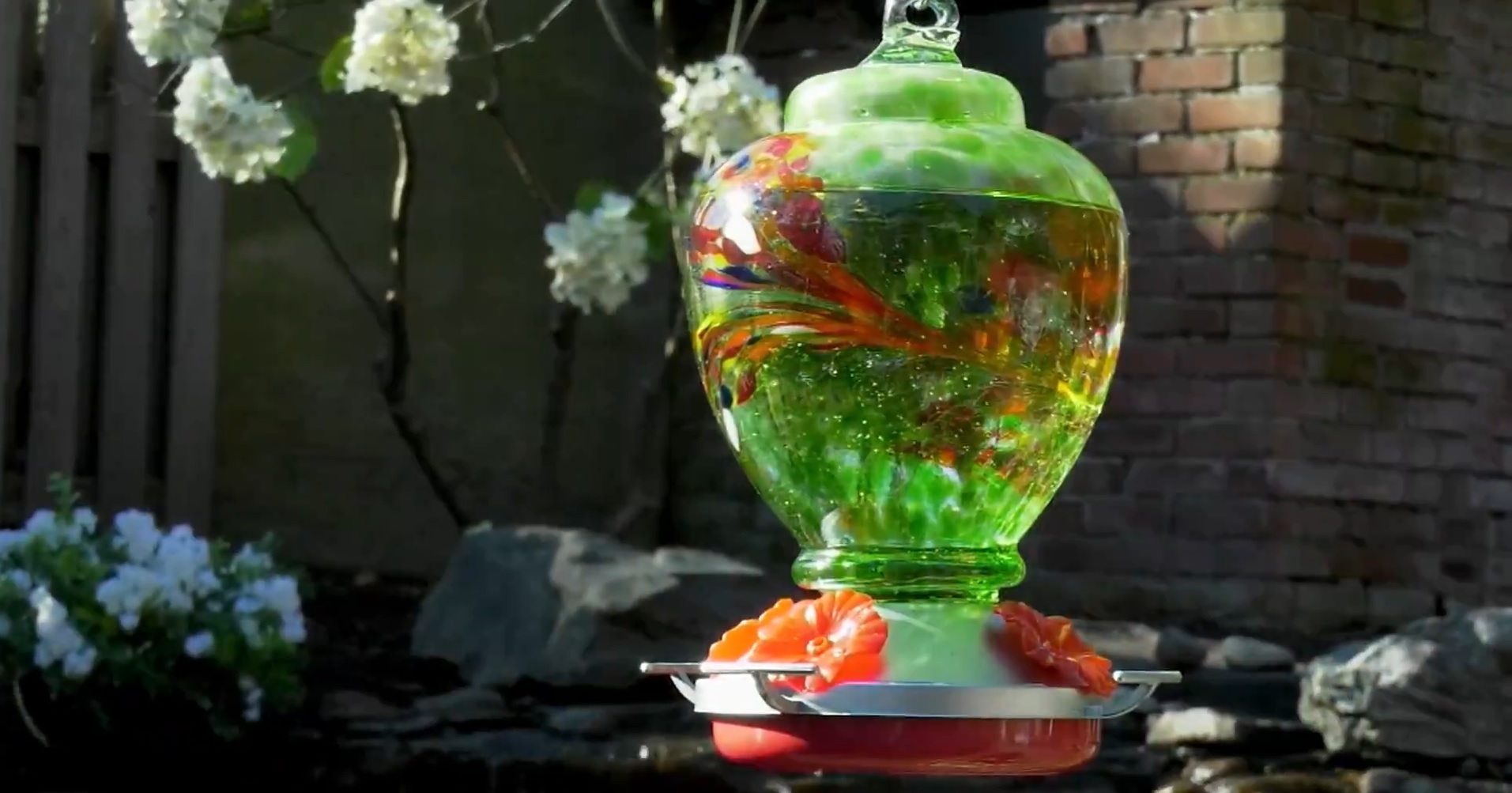 Ultimate Innovations Glass Hummingbird Feeder w/Brush - Green Multi ...