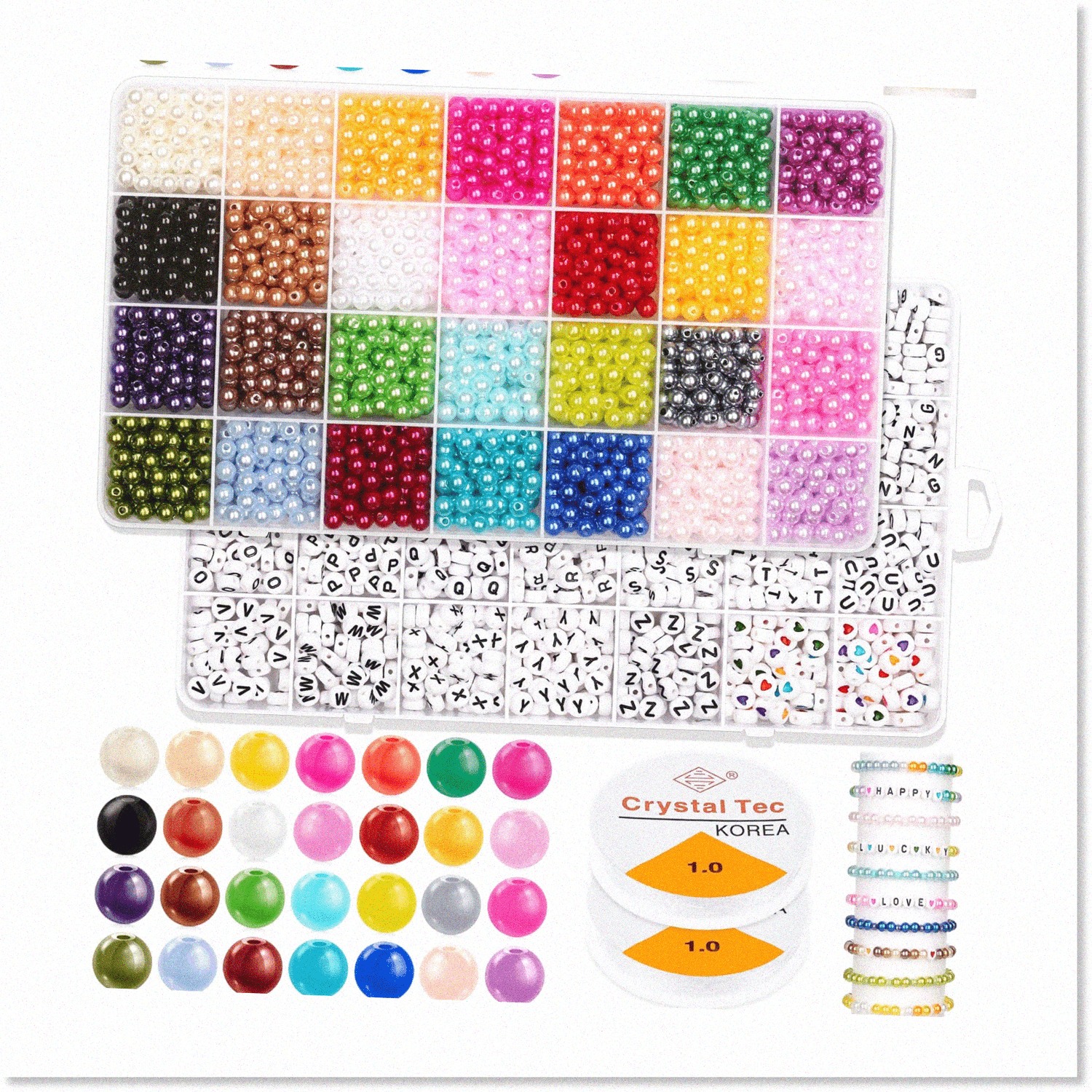 Ultimate Jewelry Making Kit - 2000 Pearl & 1300 Letter Beads, 28 Colors ...