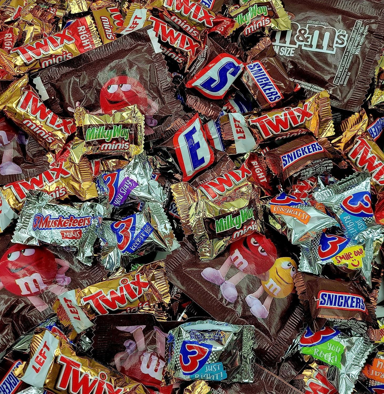 Ultimate Mars Chocolate Candy 100 Pcs. Assortment - Twix, Snickers, 3 ...