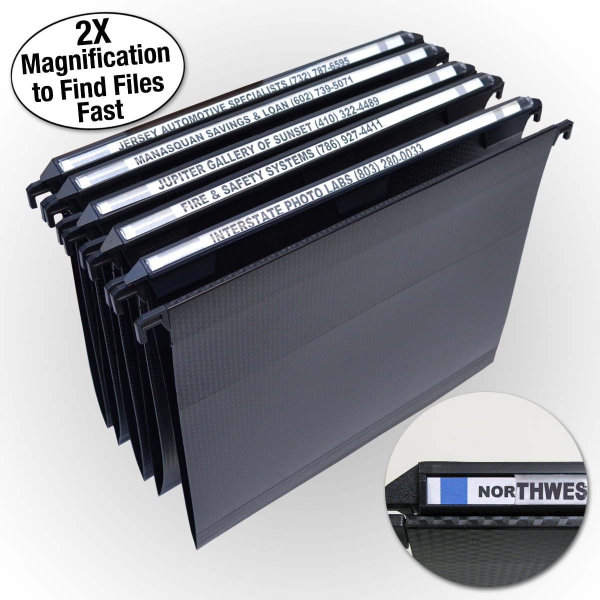 Ultimate Office MagniFile™ Hanging File Folders (Black, V-Base Letter ...