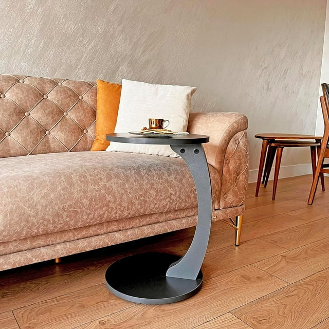 Ultimate Premium Products C-Shaped Round End Table with Rolling Wheels ...