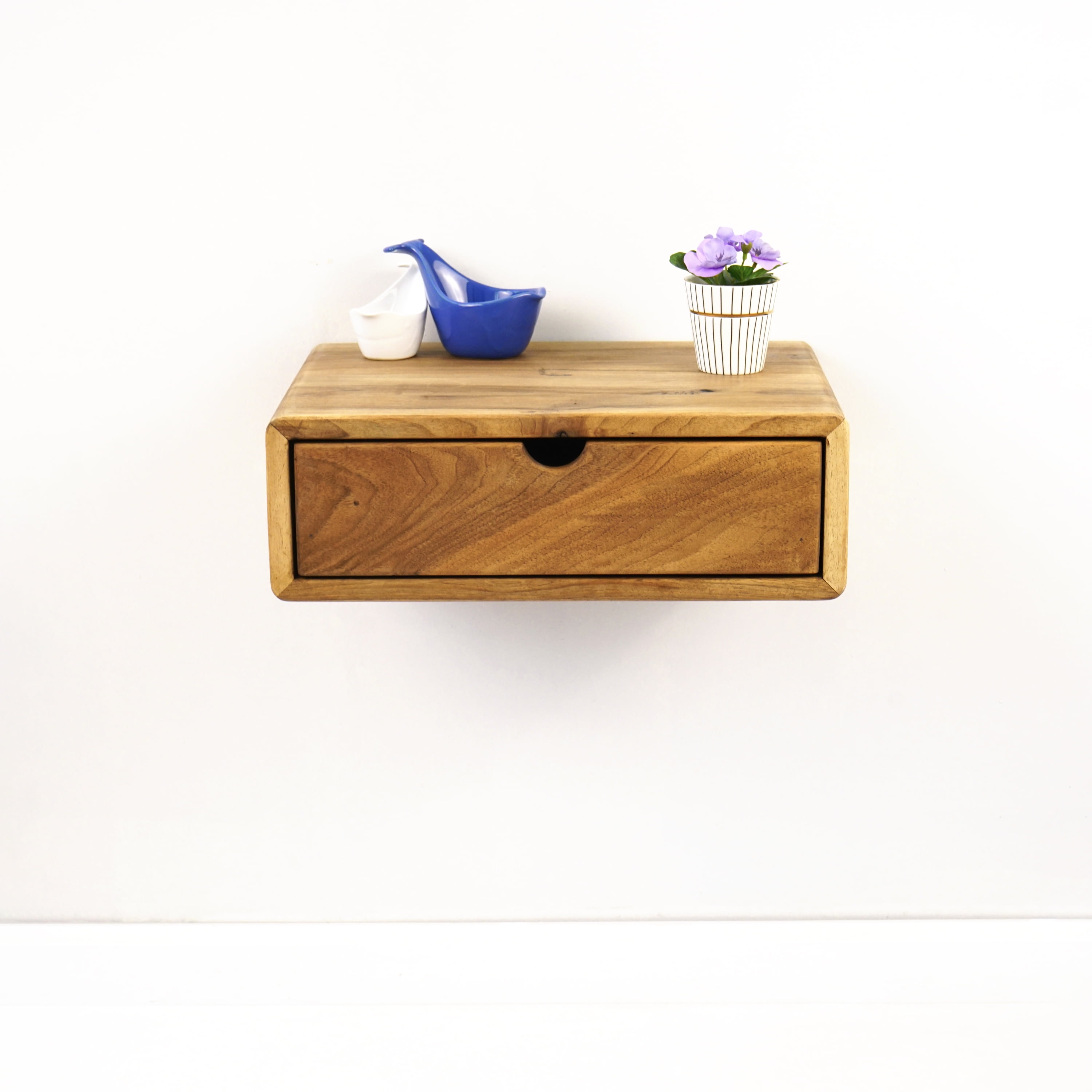 Ultimate Premium Products Floating Walnut Nightstand - Small - Walmart.com