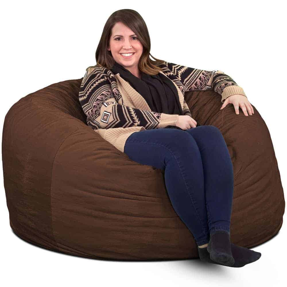 Ultimate Sack 4000 Large 4ft Bean Bag Chair, Brown Suede - Foam-Filled ...