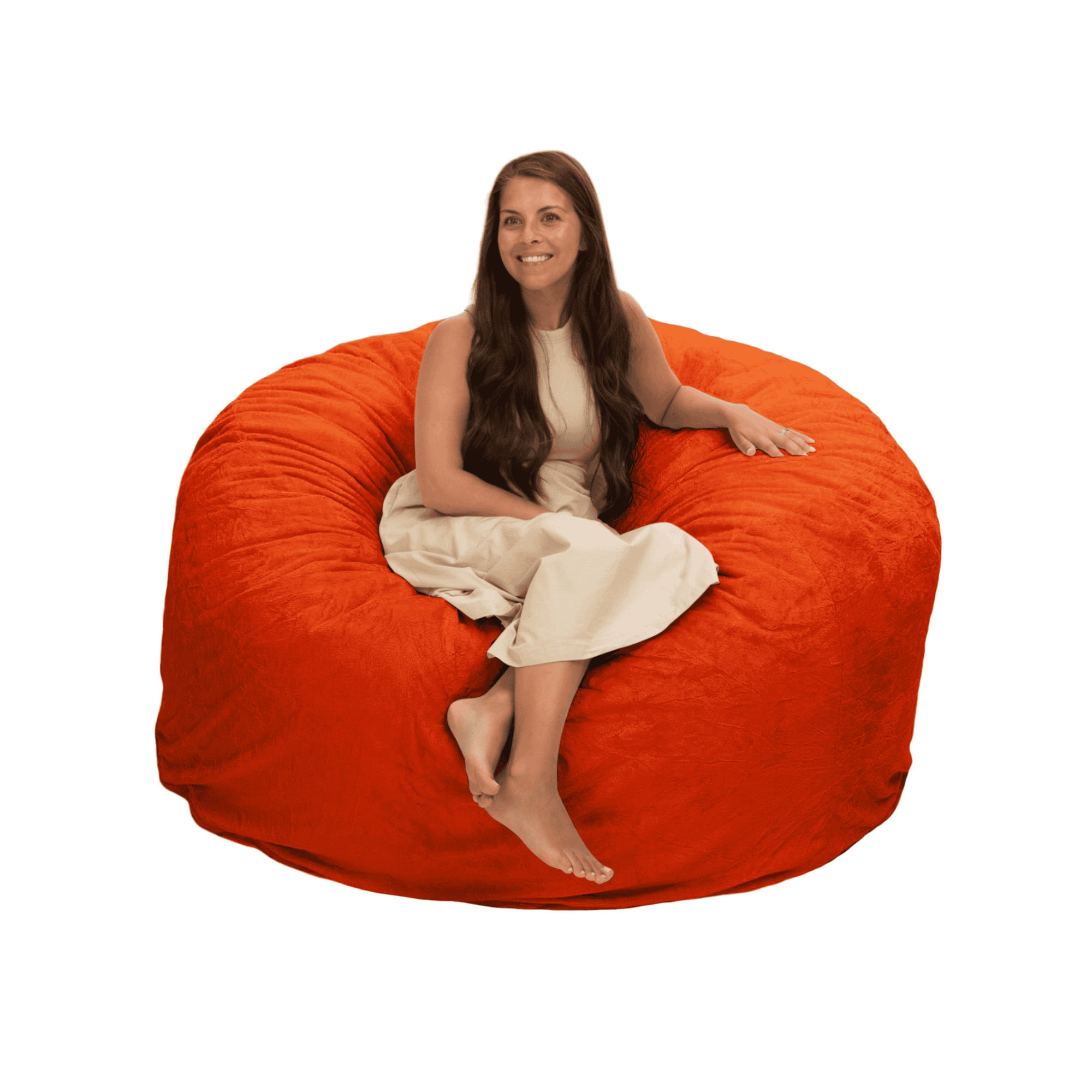 Ultimate Sack 5000 Bean Bag Chair, Faux Fur in Orange, Machine-Washable ...