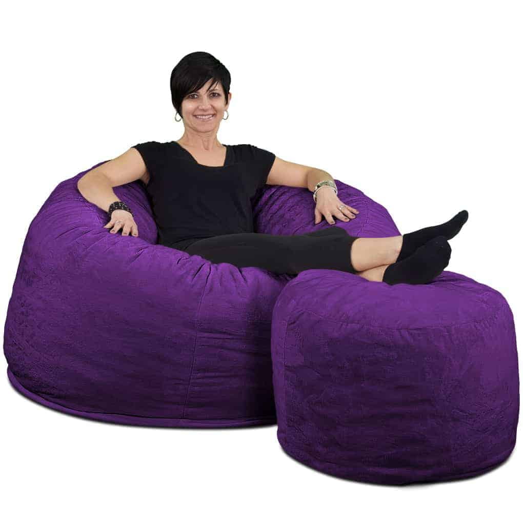 Ultimate Sack Bean Bag Chair w/Foot Stool in Multiple Sizes and Colors ...