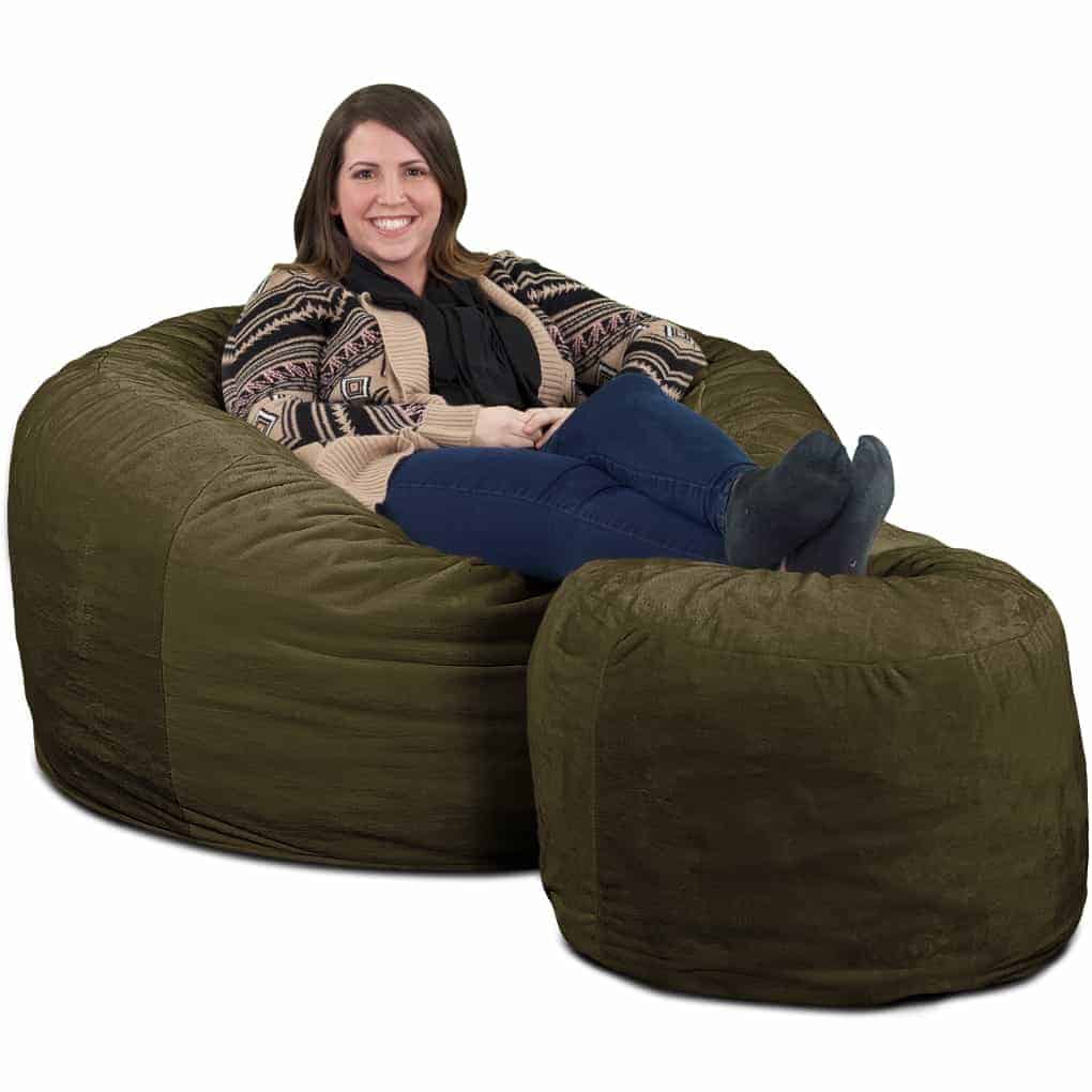 Ultimate Sack Bean Bag Chair w/Foot Stool in Multiple Sizes and Colors ...