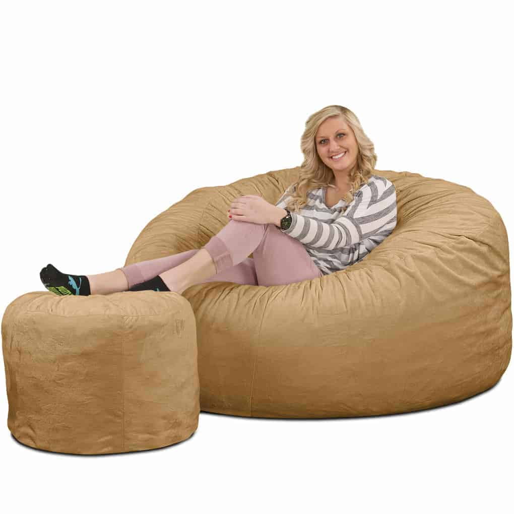 Ultimate Sack Bean Bag Chair w/Foot Stool in Multiple Sizes and Colors ...